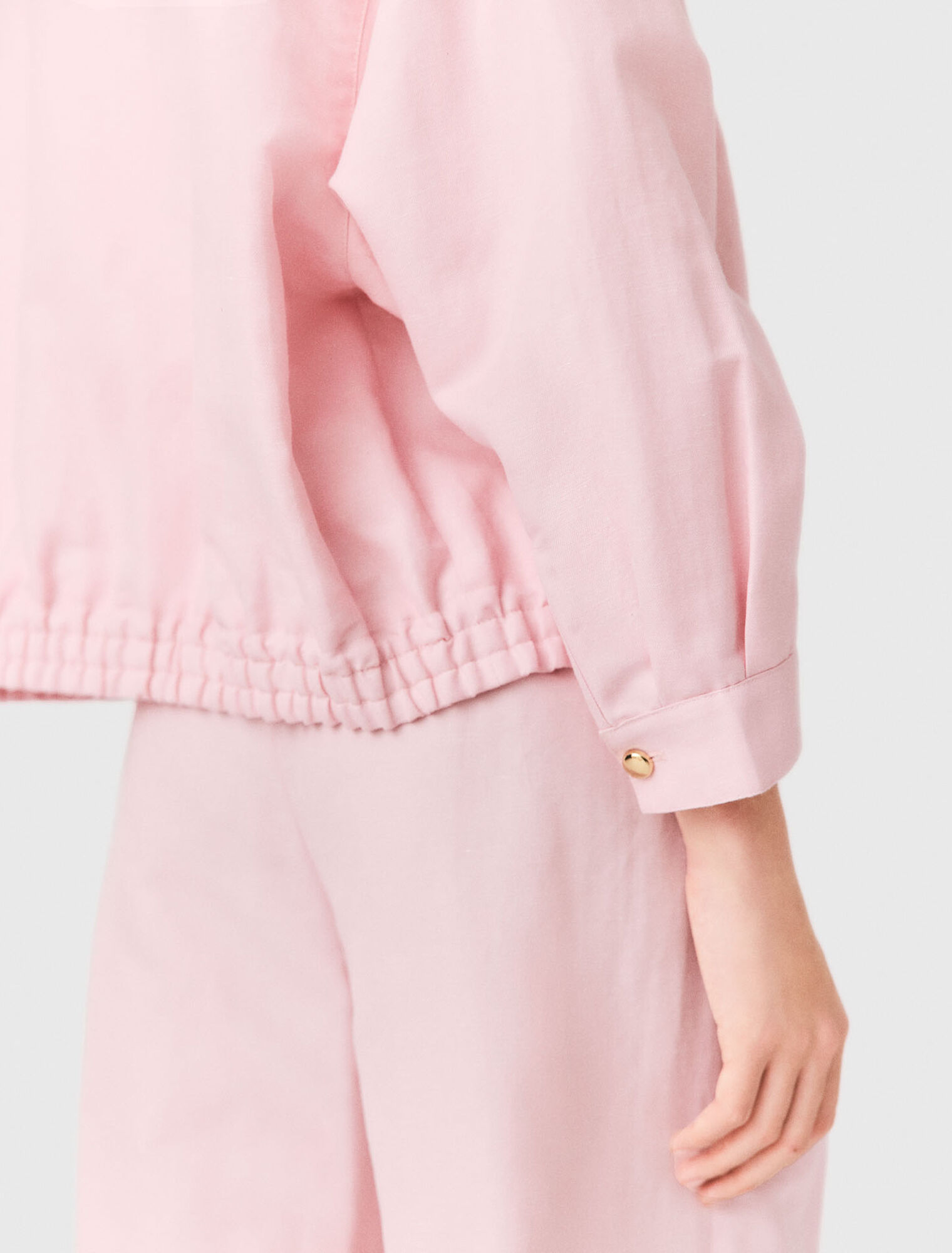 Blouson bomber en lin mélangé Rose pour femme | Maje