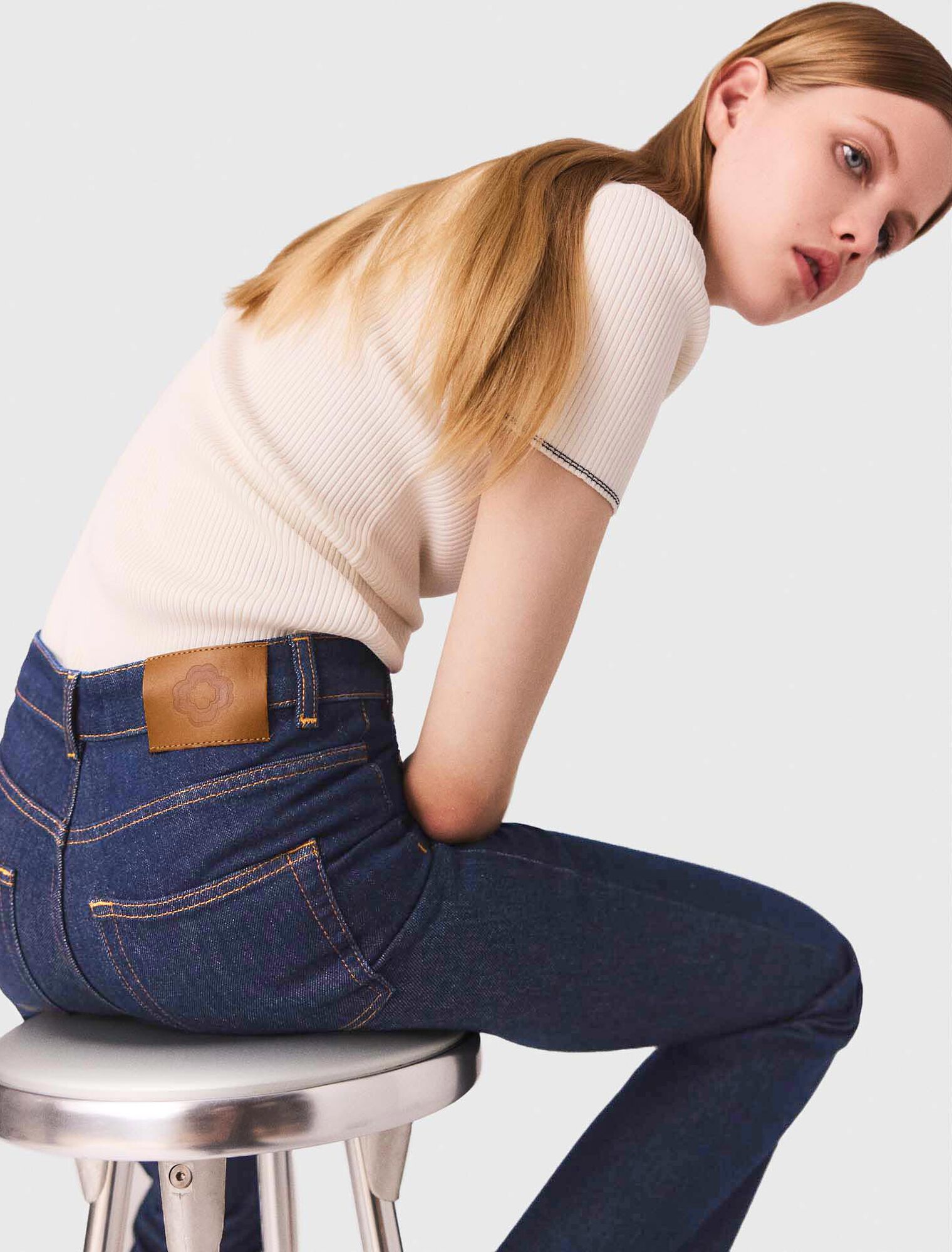 Jean denim à poches - Jeans taille haute | Maje