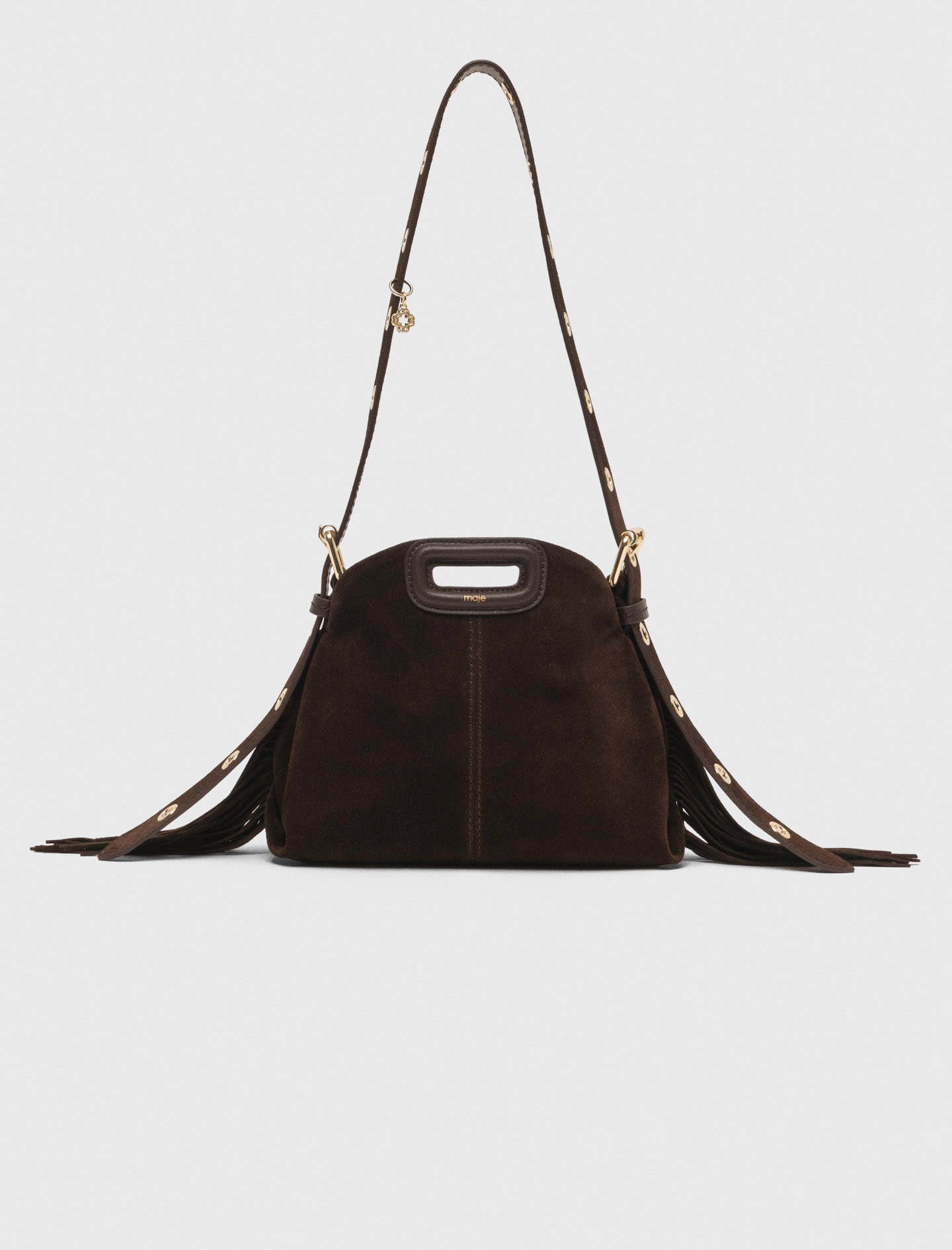 Sac Miss M mini en cuir suède marron pour femme | Maje