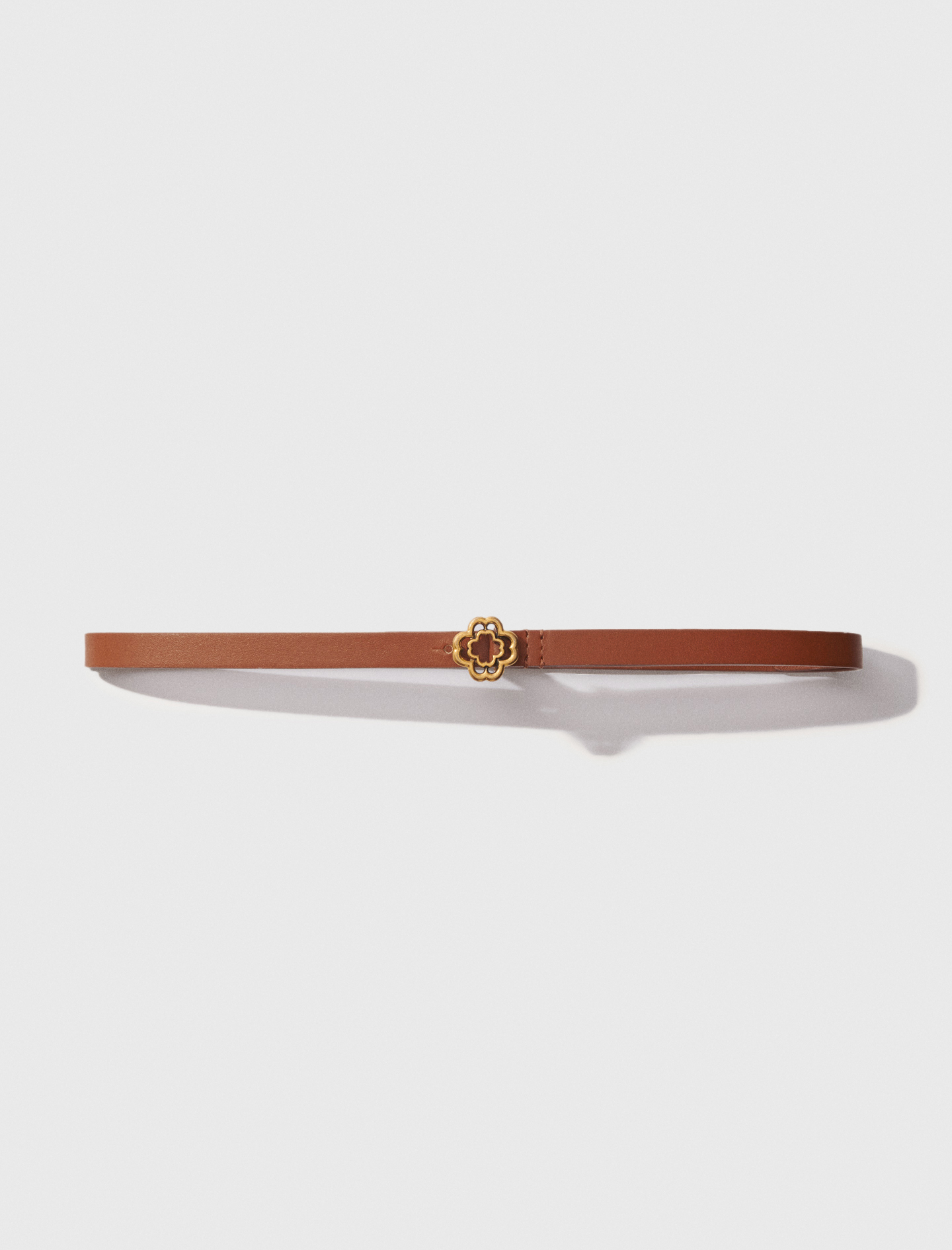 Ceinture fine Clover Camel pour femme | Maje
